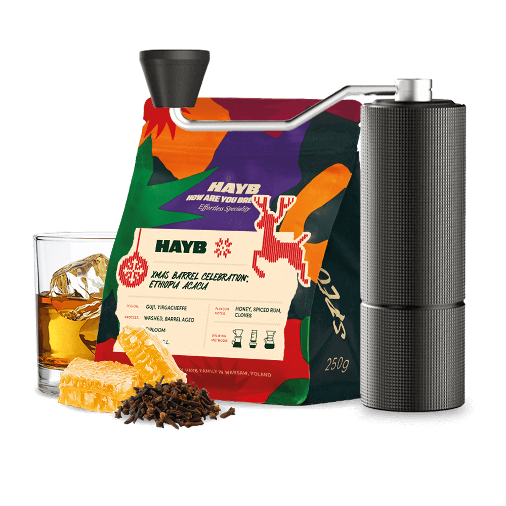 Hayb XMAS Barrel coffee Timemore C2 Set - black | Kofio.cz